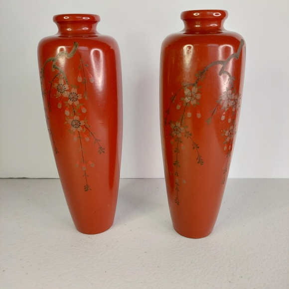 Unbranded | Other | Vintage Brownred Wooden Laquer Bud Vases Japanese W ...